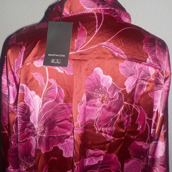 Bailey 44 | Tops | Bailey 44 Ms Size Large Dark Red Floral Print Silk ...